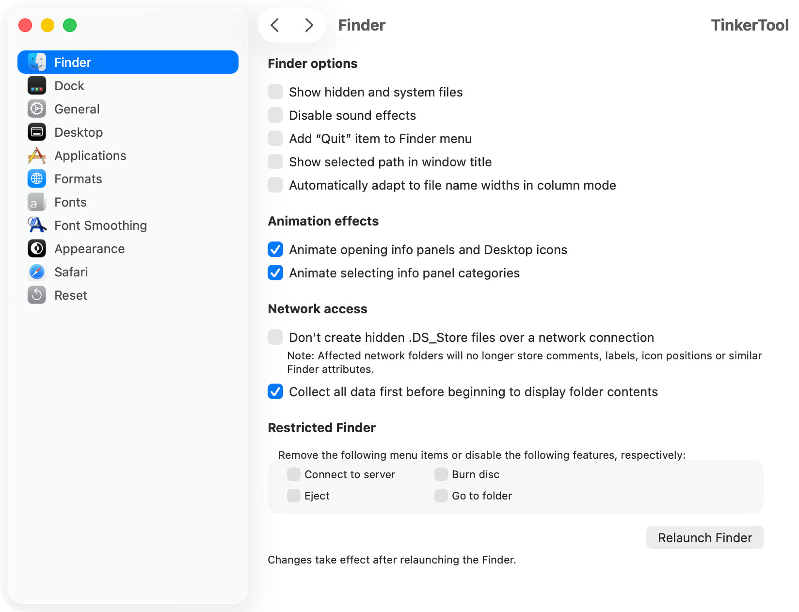 TinkerTool: Screenshots
