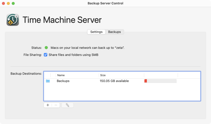 Backup Server Control Help
